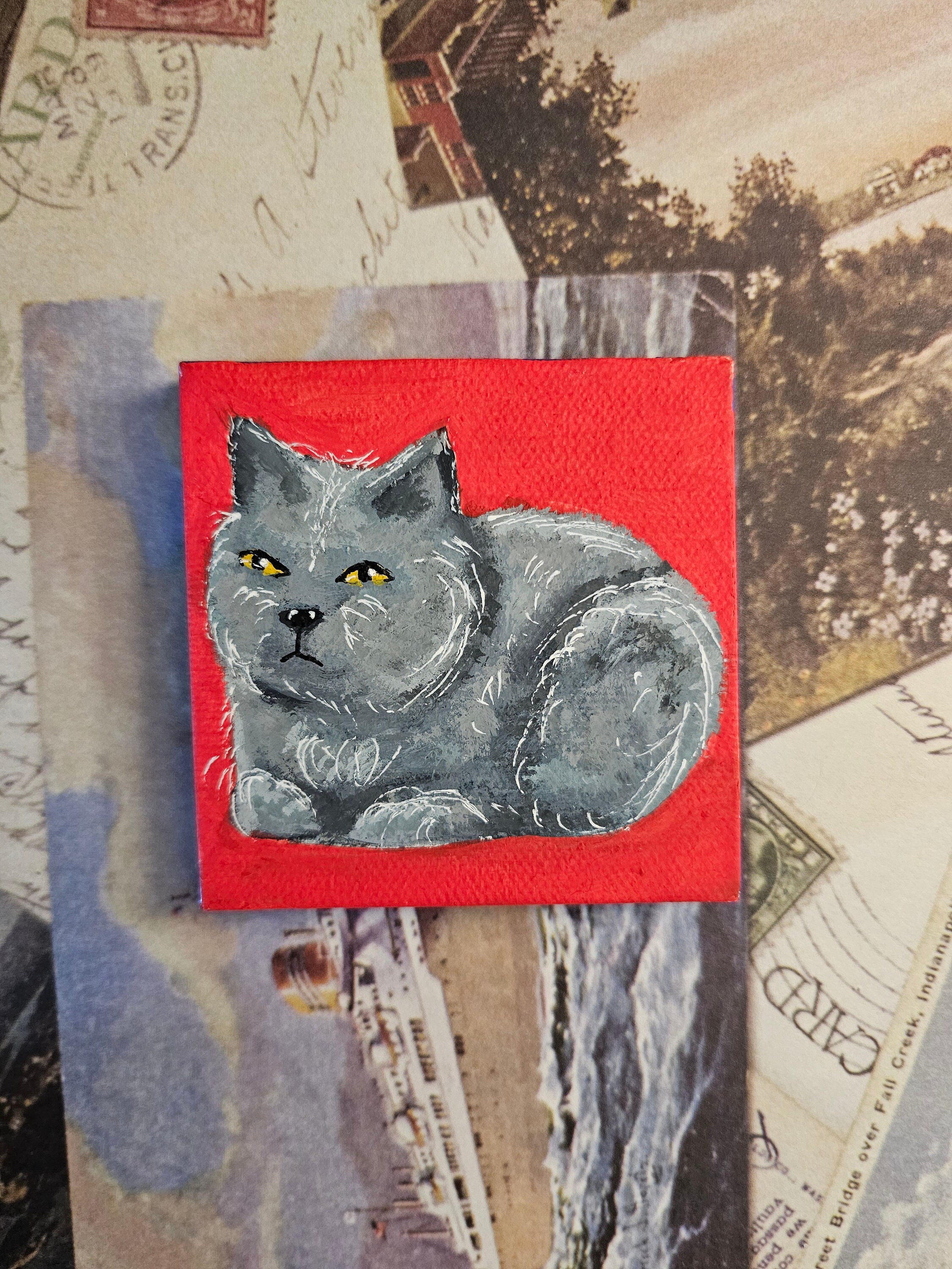 Cute Cat Mini Paintings for Cat Lovers - Etsy