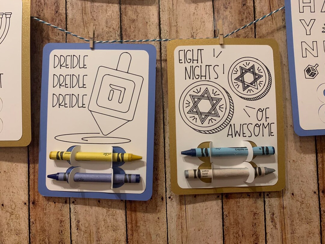 8 Days of Hanukkah Coloring Cards Hanukkah Party Treat Hanukkah ...