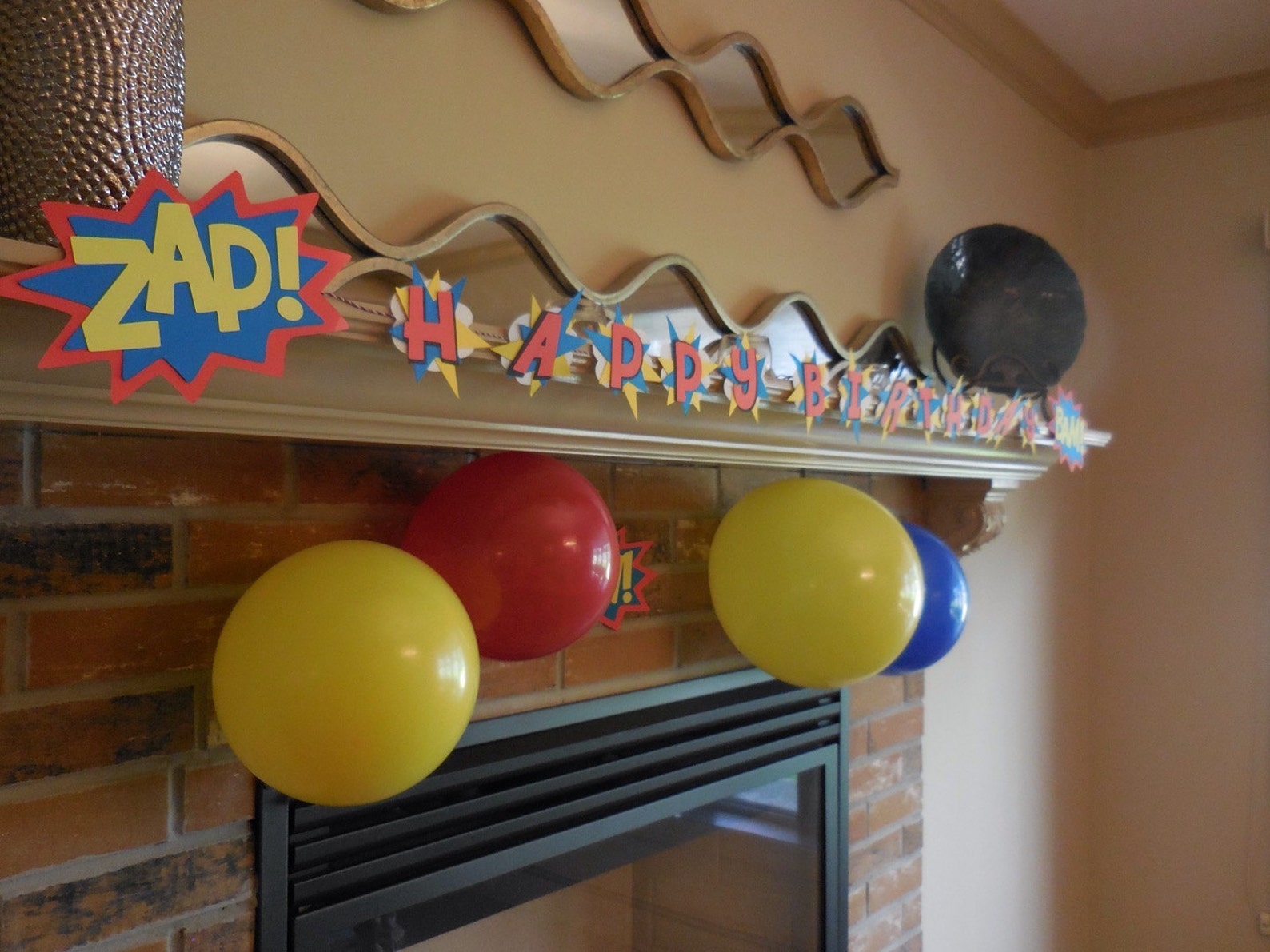 Superhero Happy Birthday Banner, Comic Book Party Decorations, Zap Boom ...