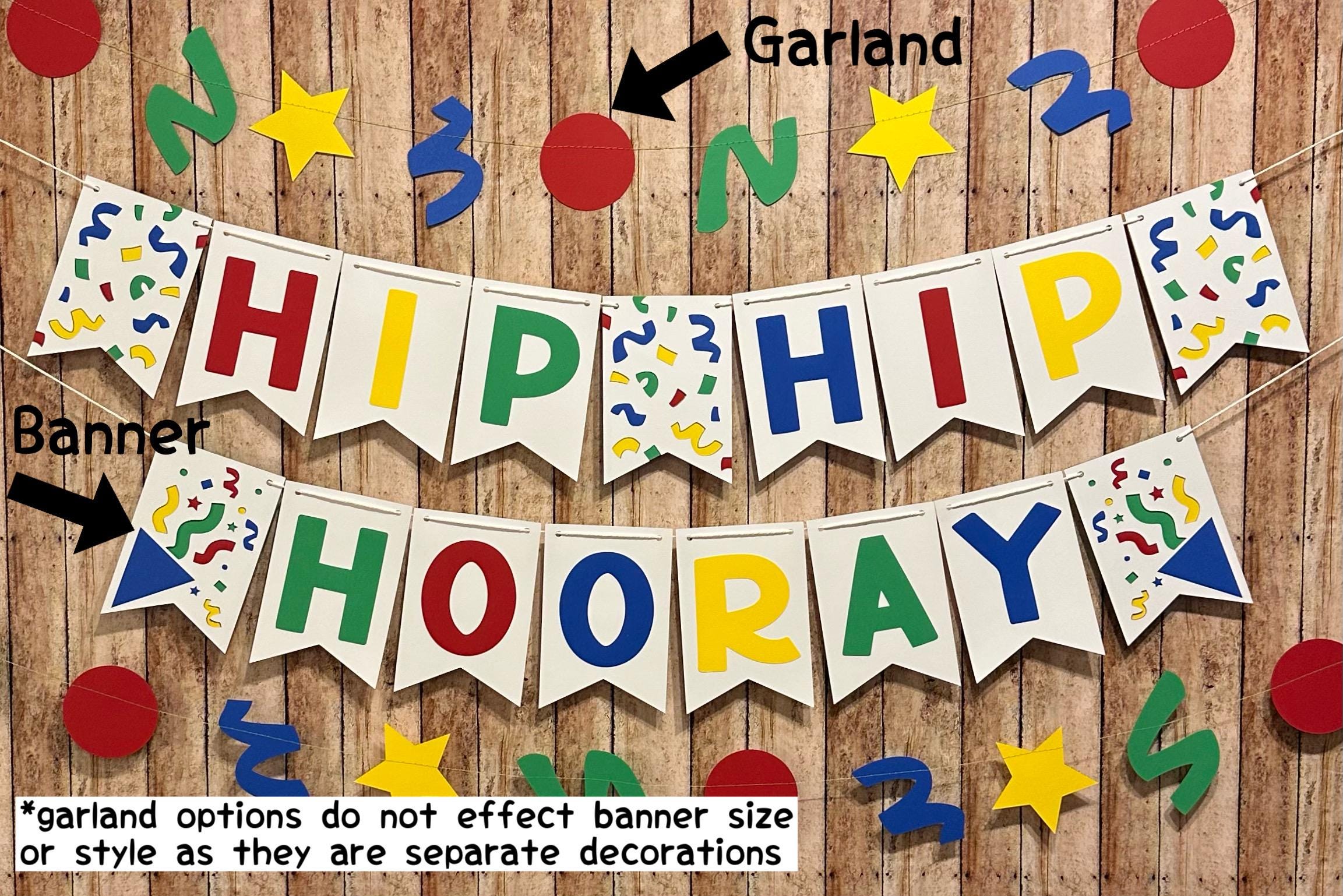Hip Hip Hooray Confetti Banner - Classic Birthday, Vintage Party - Etsy