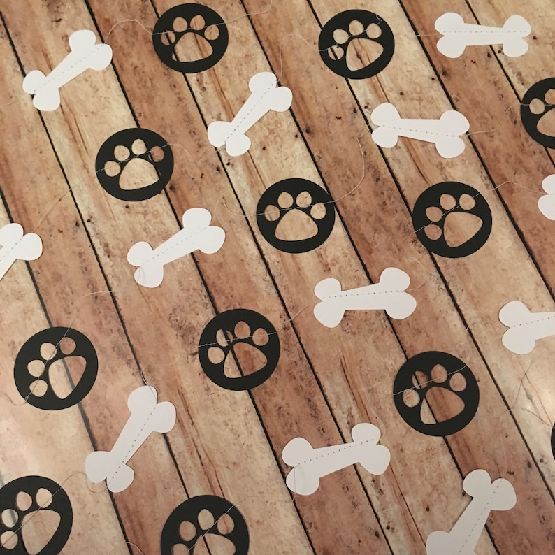 Puppy Party Dog Bone Garland Dog Theme Party Decor Paw Print Dog Bones ...