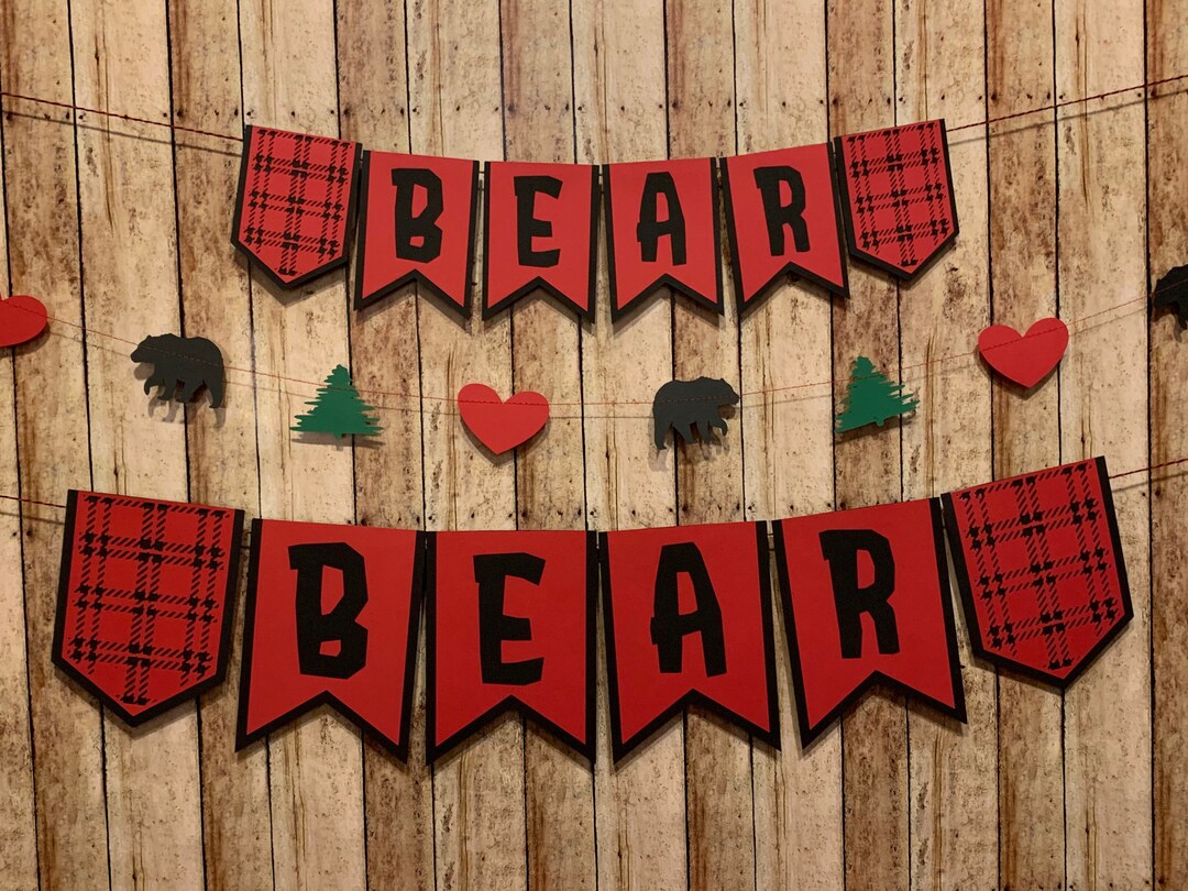 Buffalo Plaid Bear Banner - Etsy