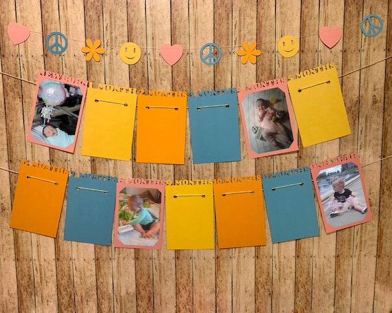 First Birthday Picture Display Monthly Photo Banner 70s Decor - Etsy