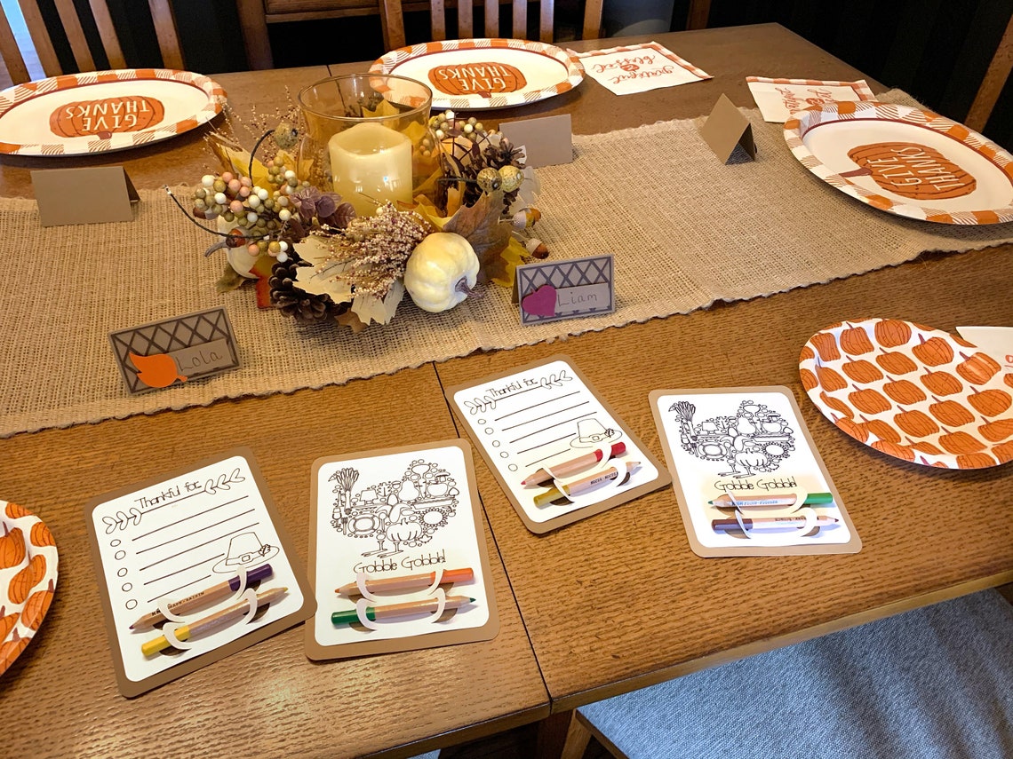 Thanksgiving Kids Table Activity Kids Coloring Card Im | Etsy
