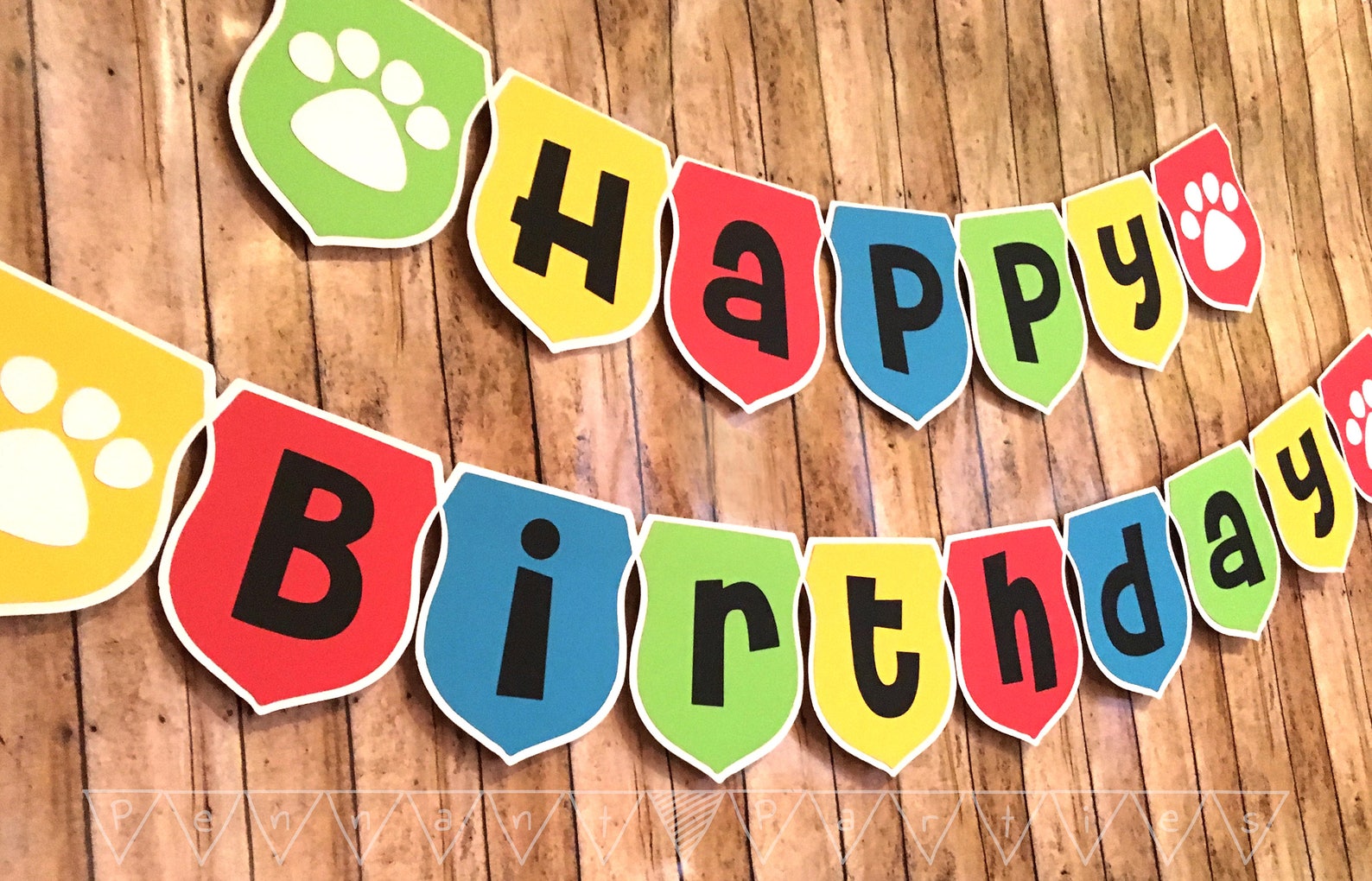 Paw Print Birthday Banner Set With Bone Garland - Etsy