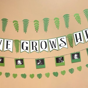 Long Leaf Banner Love Grows Here Plant Theme Party Decorations ...