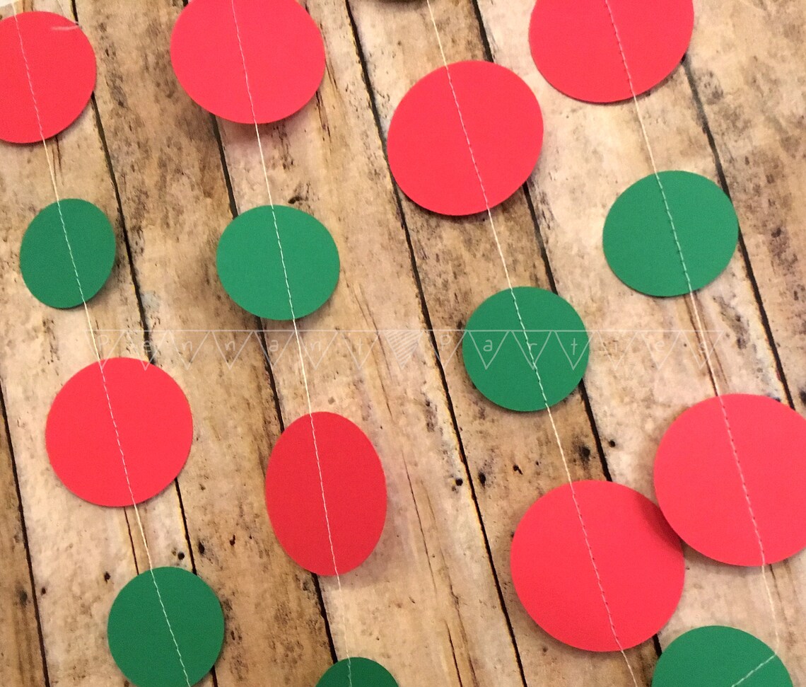 Christmas Paper Garland Red and Green Paper Circle Garland | Etsy