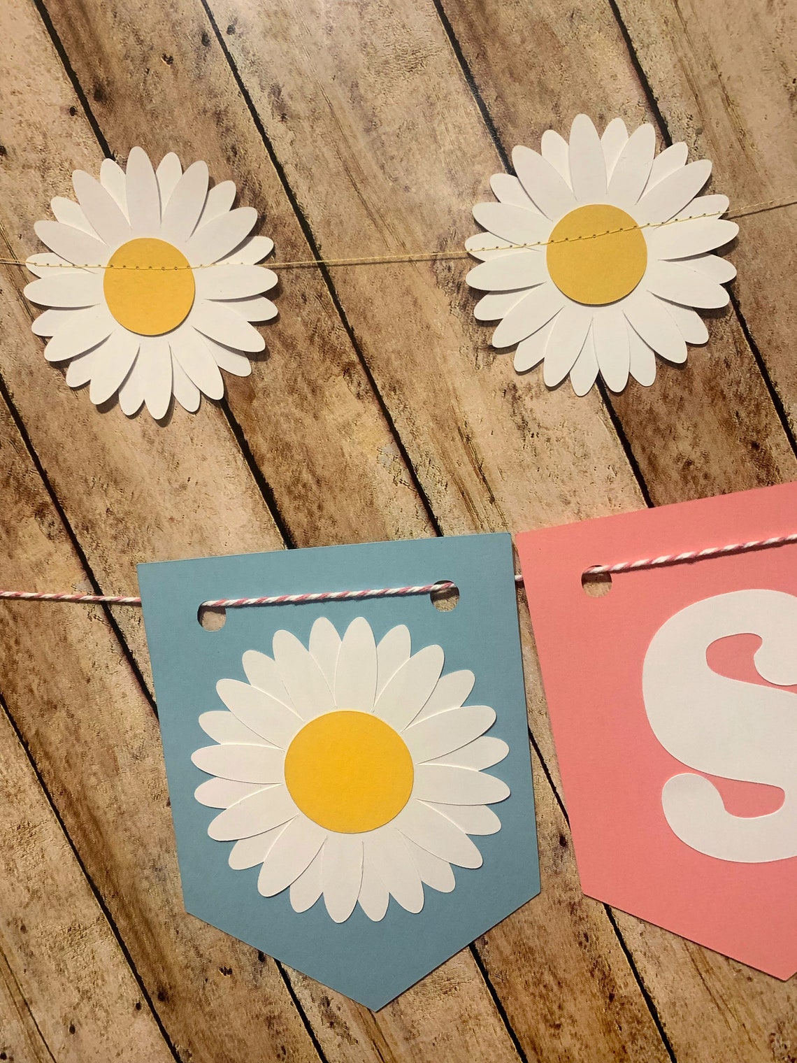 Daisy Party Decor Happy Birthday Banner Retro Rainbow 60s - Etsy