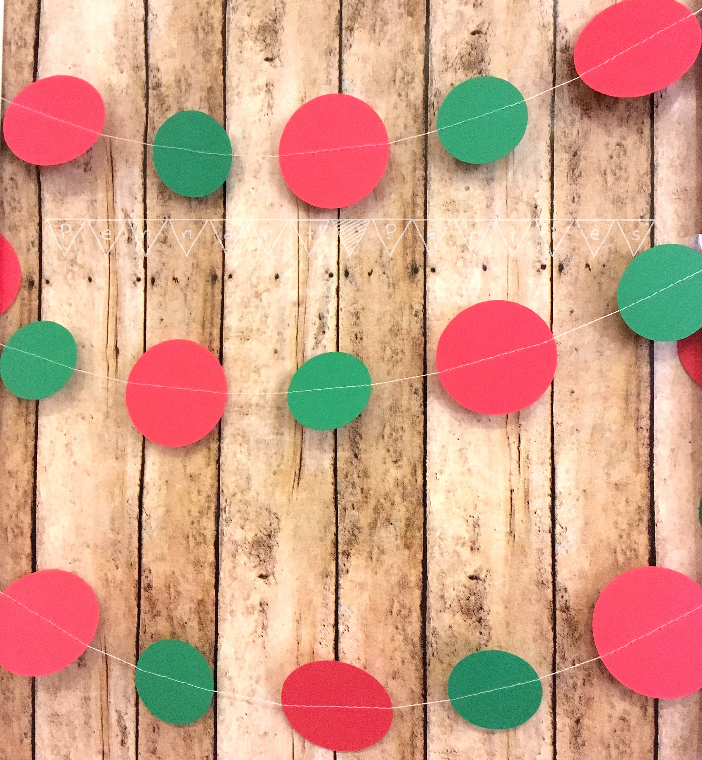 Christmas Paper Garland Red and Green Paper Circle Garland | Etsy