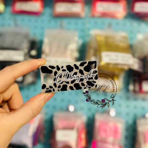 Cow Print Name Tag - Etsy