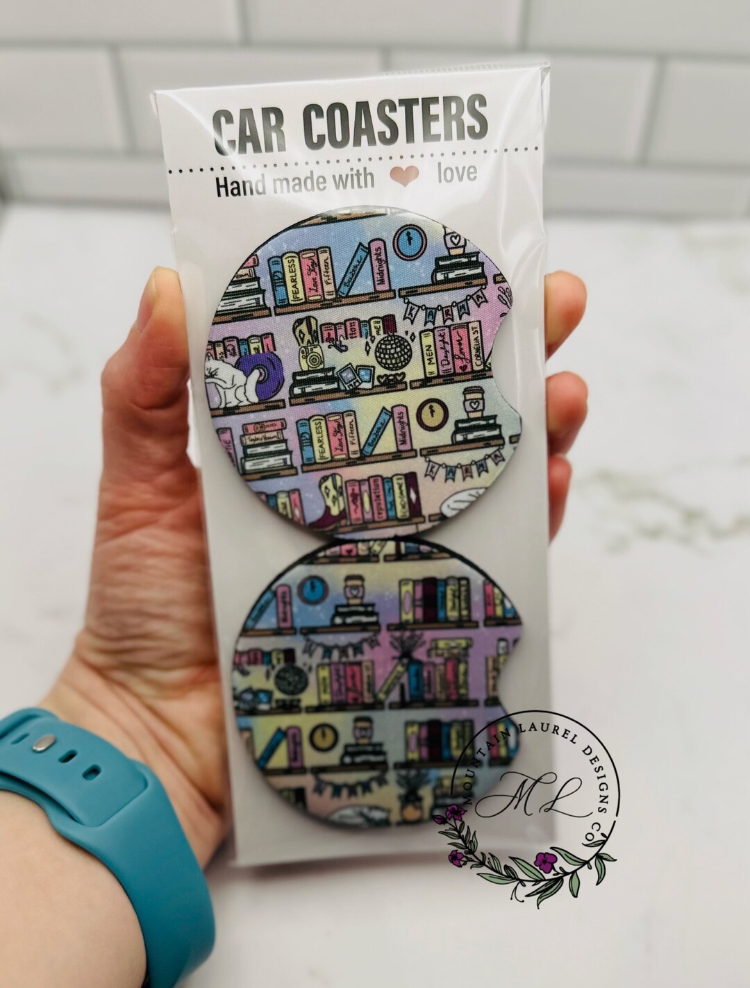 Taylors Bookshelf Car Coasters - Etsy