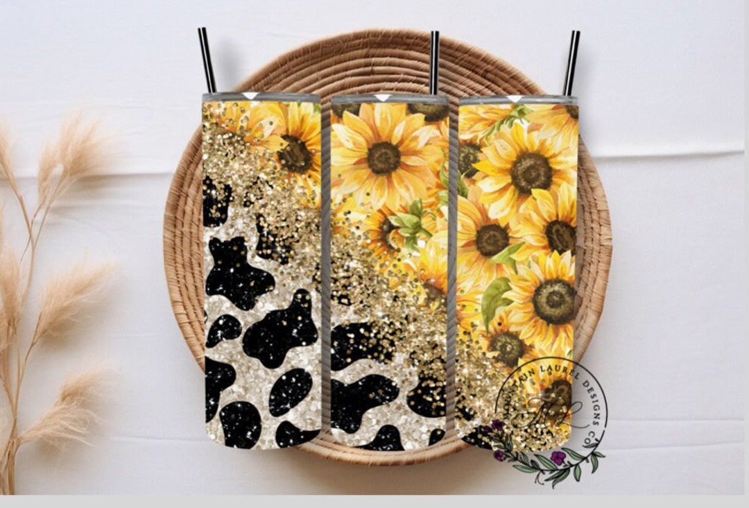 Cow Print Sunflower Tumbler Cow Tumbler Cow Print Cow Print Sunflower ...