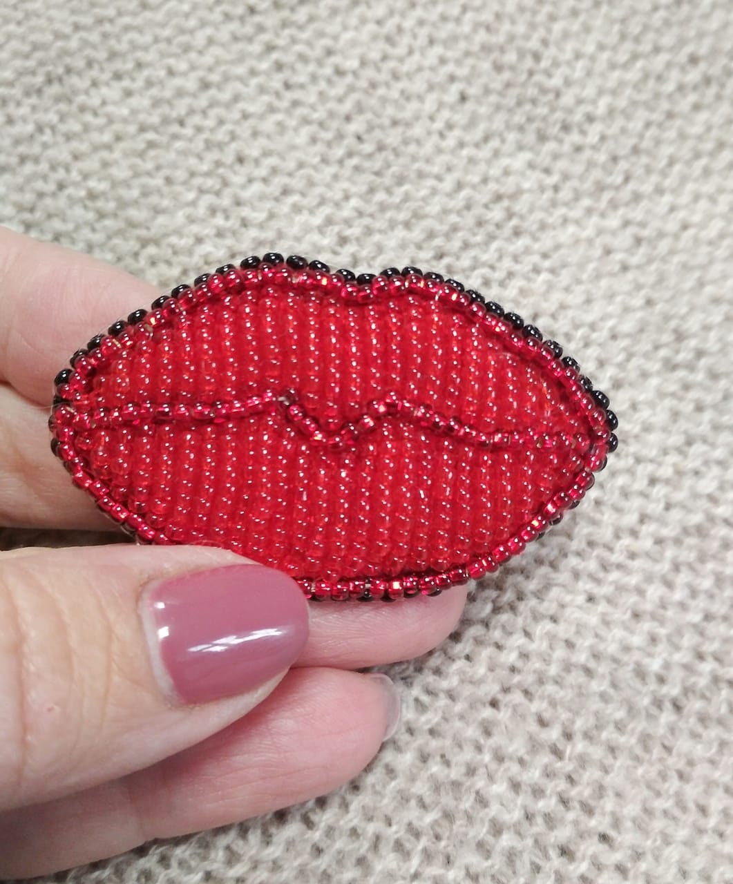 Red Lips Beaded Brooch Beads Lips Jewelry Love Red Lips Pin Etsy