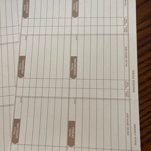 10 Weekly Time Record Cards for Your Junk Journal - Etsy