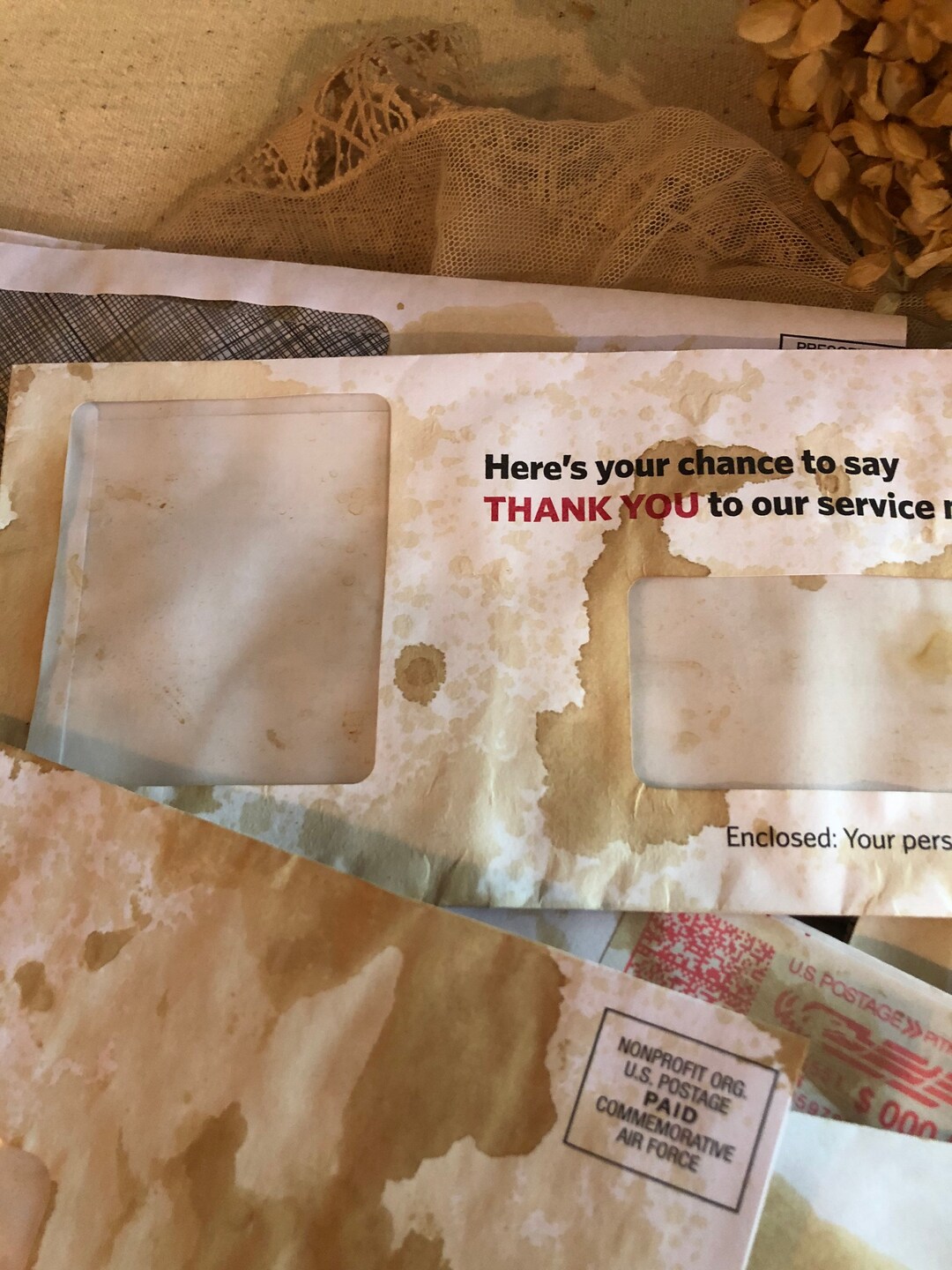 25 Junk Mail Envelopes, Some Coffee Stained and Some Not Stained Junk ...