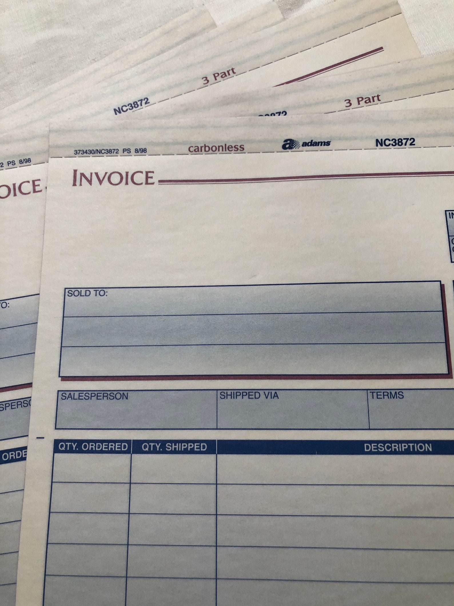5 Vintage 3 Part Invoices - Etsy