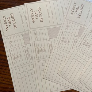 10 Weekly Time Record Cards for Your Junk Journal - Etsy