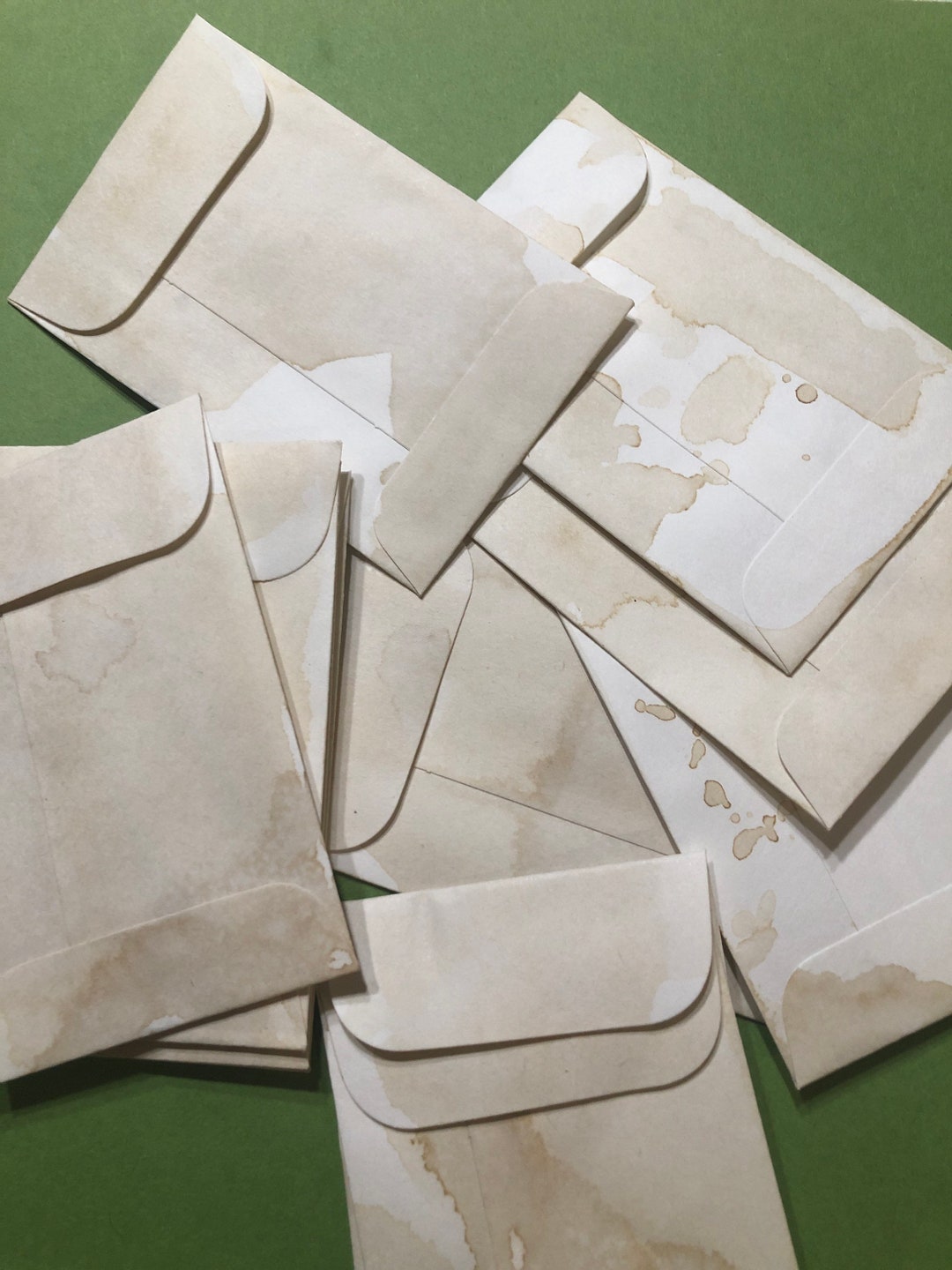 10 Coffee Stained White Coin Envelopes - Etsy