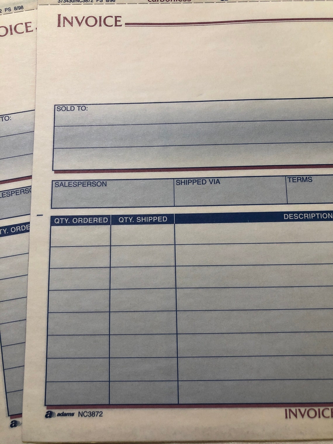 5 Vintage 3 Part Invoices - Etsy