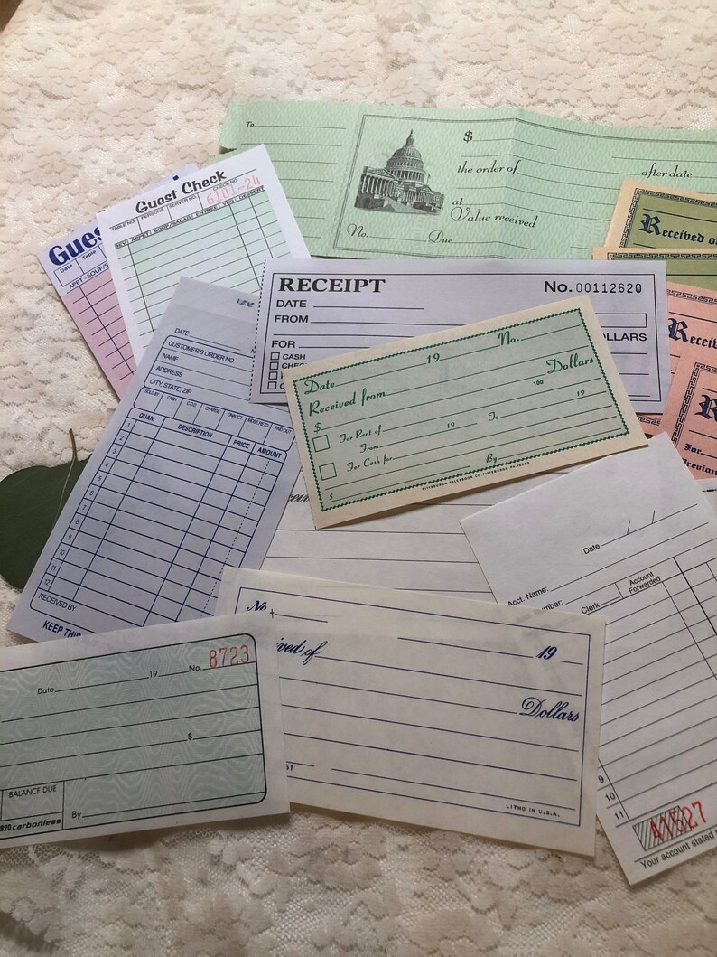 Vintage Receipts/bank Checks - Etsy