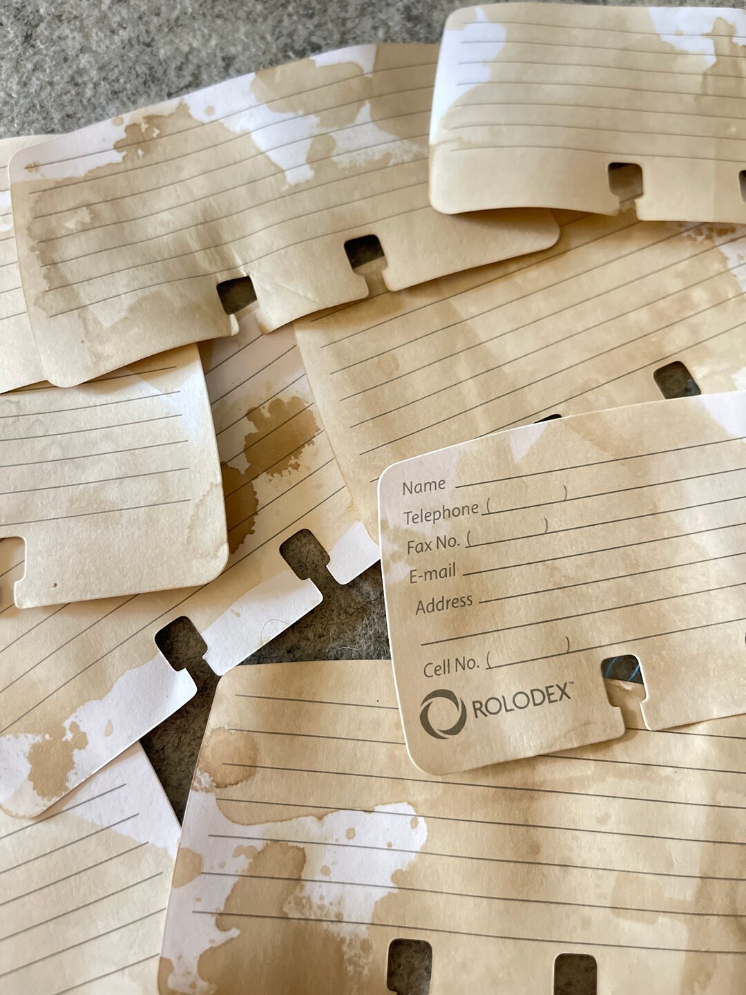 15 Coffee Dyed/stained Rolodex Cards. - Etsy