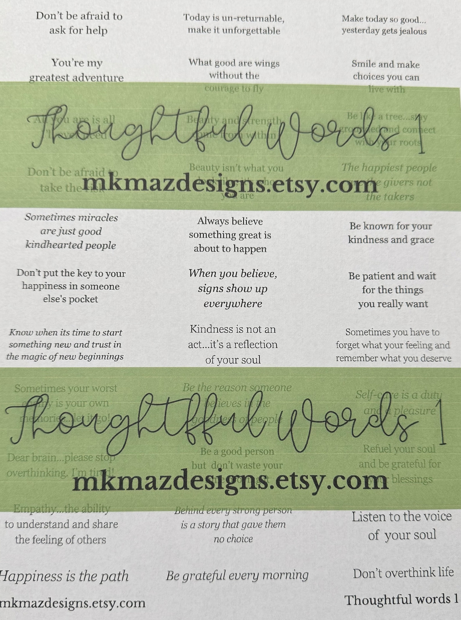 Thoughtful Words - Digital Collection of Inspiring Words - Etsy