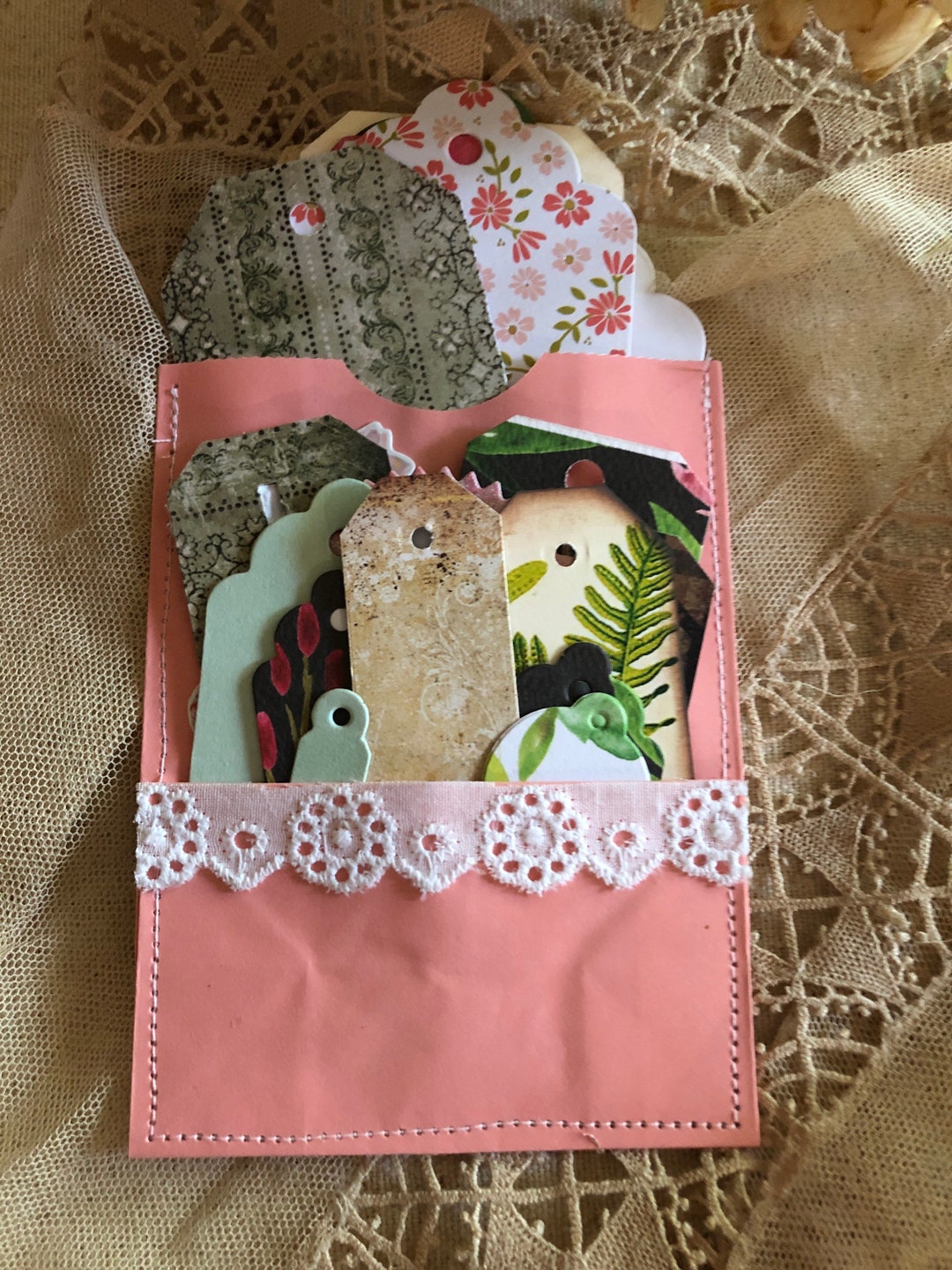 Pink Junk Journal Pockets With Tags - Etsy