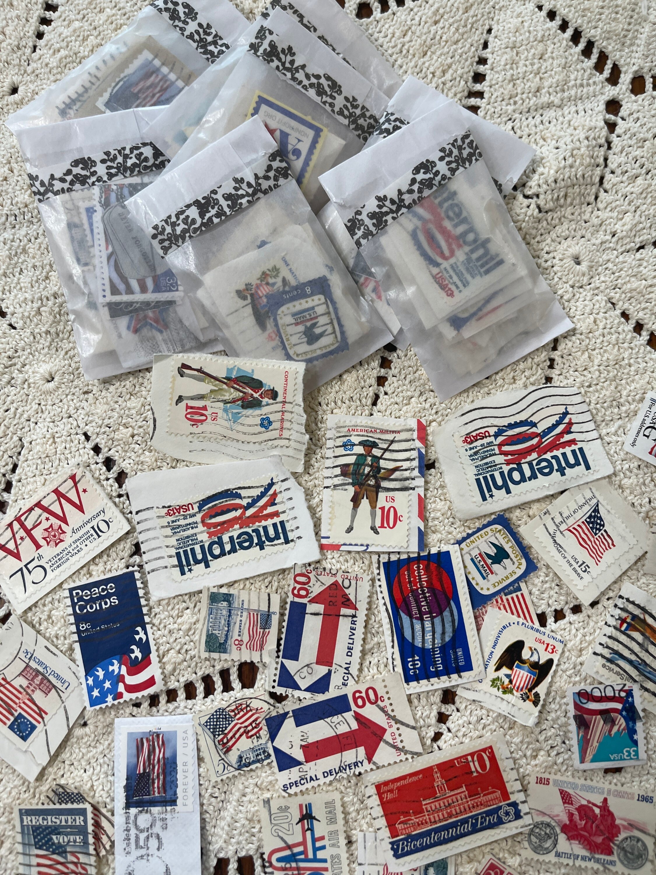 Red White and Blue Postage Stamps Lot of 25 Mostly Vintage - Etsy