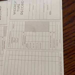 10 Weekly Time Record Cards for Your Junk Journal - Etsy