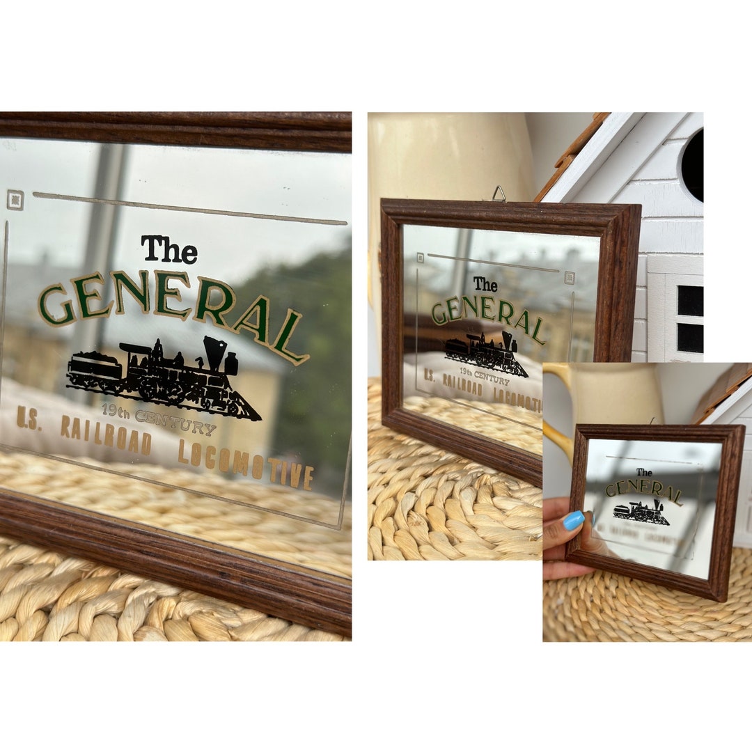 Vintage Wall Decor / 70s Wall Mirror / Train Railroad Mirror / Entryway ...