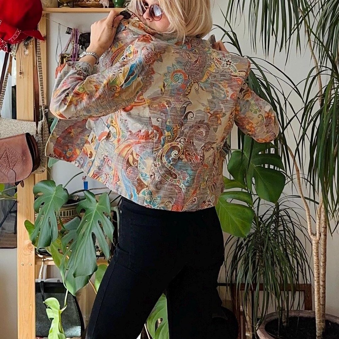 Vintage Paisley Tapestry Blazer Colourful Boho Jacket With Buttons ...