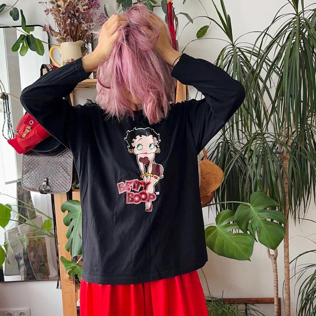 Vintage BETTY BOOP Kill Doll Cartoon Kissy Lips Tee Black Retro Old ...