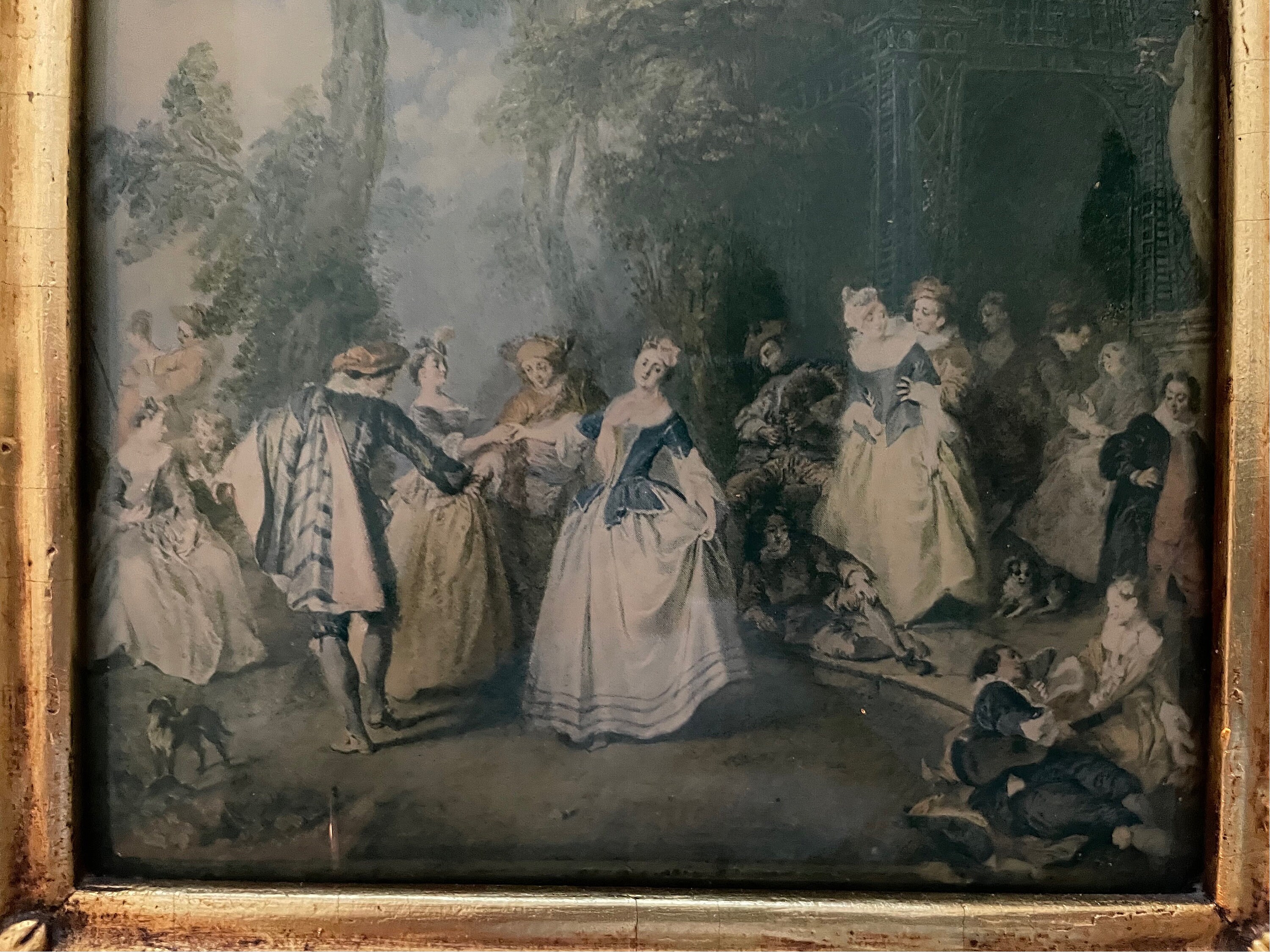 Estate Item...antique Reverse Glass Painting...a French Period Scene in ...