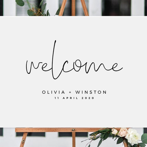 Minimalist Wedding Welcome Sign Modern Welcome Signs Minimal - Etsy