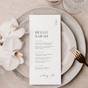 Wedding Menu With Guest Name, Modern Minimalist Wedding Menu Template ...