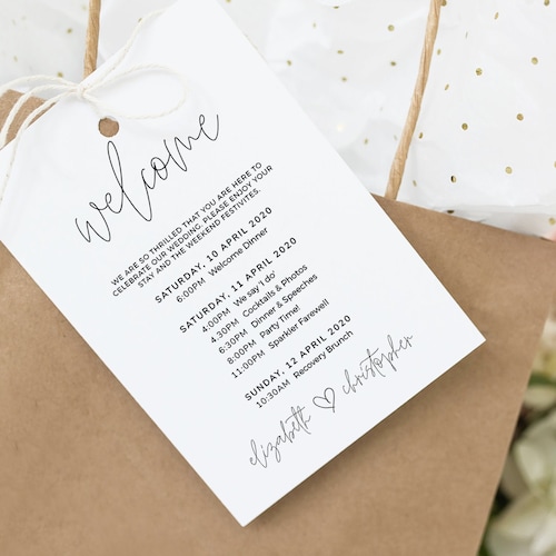 Welcome Bag Tag Template Itinerary Download Information - Etsy