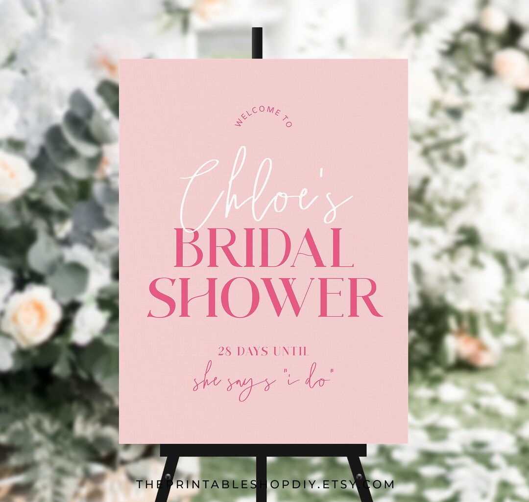 Printable Bridal Shower Welcome Sign Hot Pink Modern Bridal - Etsy