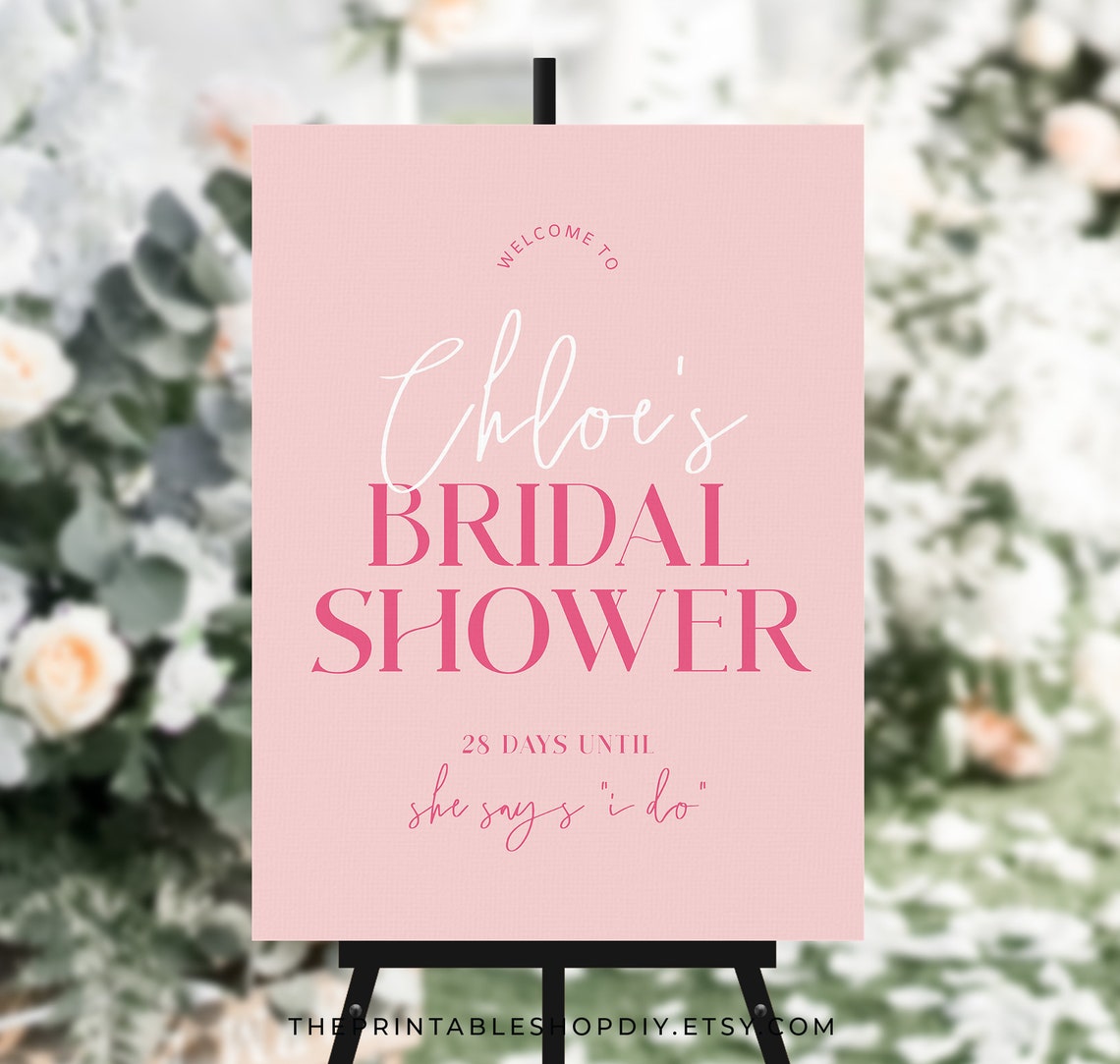 Printable Bridal Shower Welcome Sign Hot Pink Modern Bridal - Etsy ...