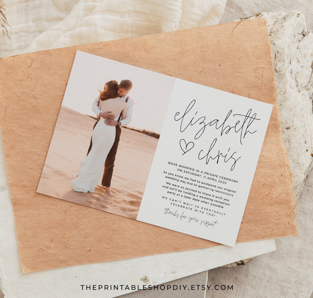 Wedding Announcement With Photo, Private Wedding Ceremony, Elopement ...