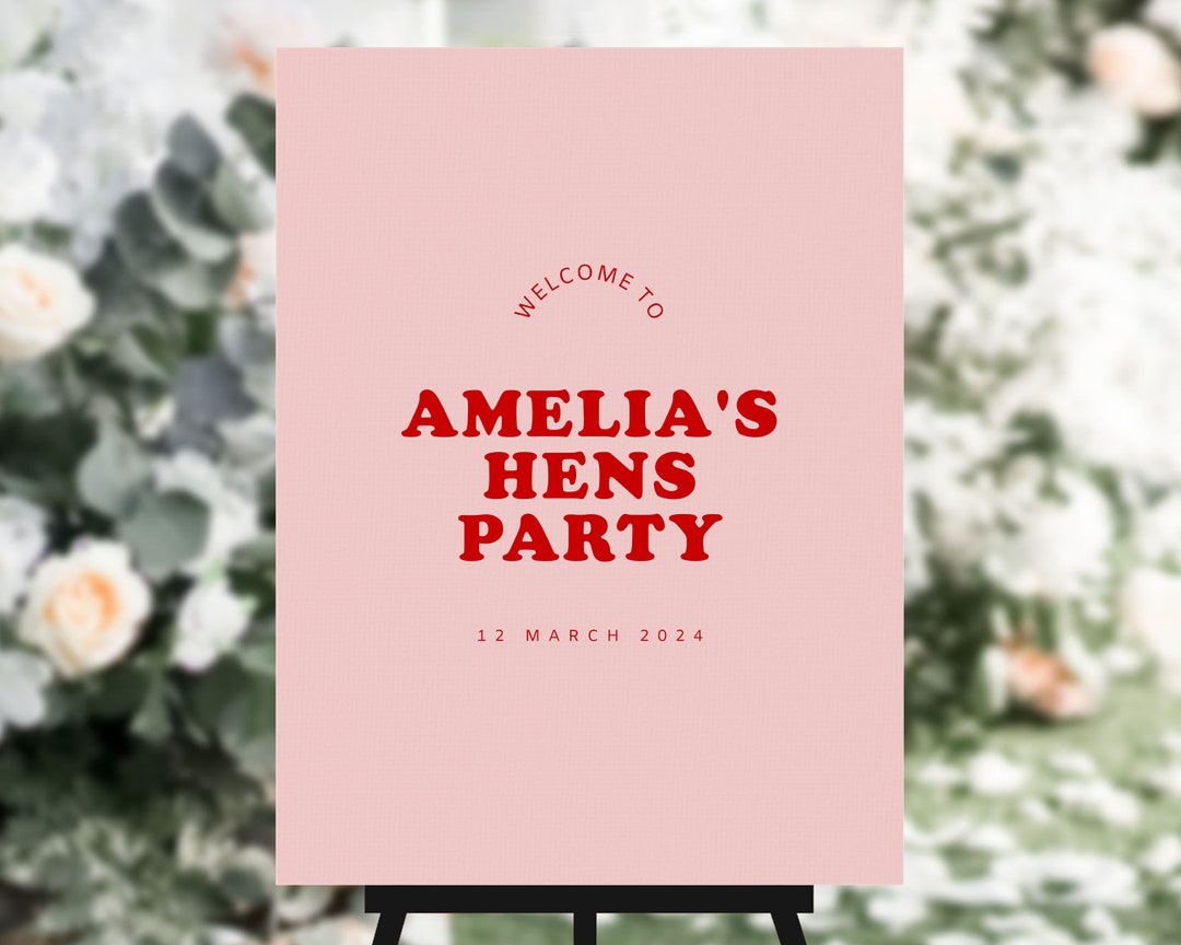 Pink and Red Hens Party Welcome Sign Download, Printable Hens Party ...
