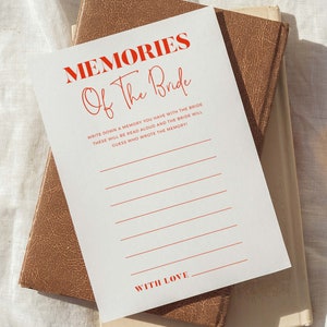 Printable Bridal Shower Game Download, Memories of the Bride, Hens ...