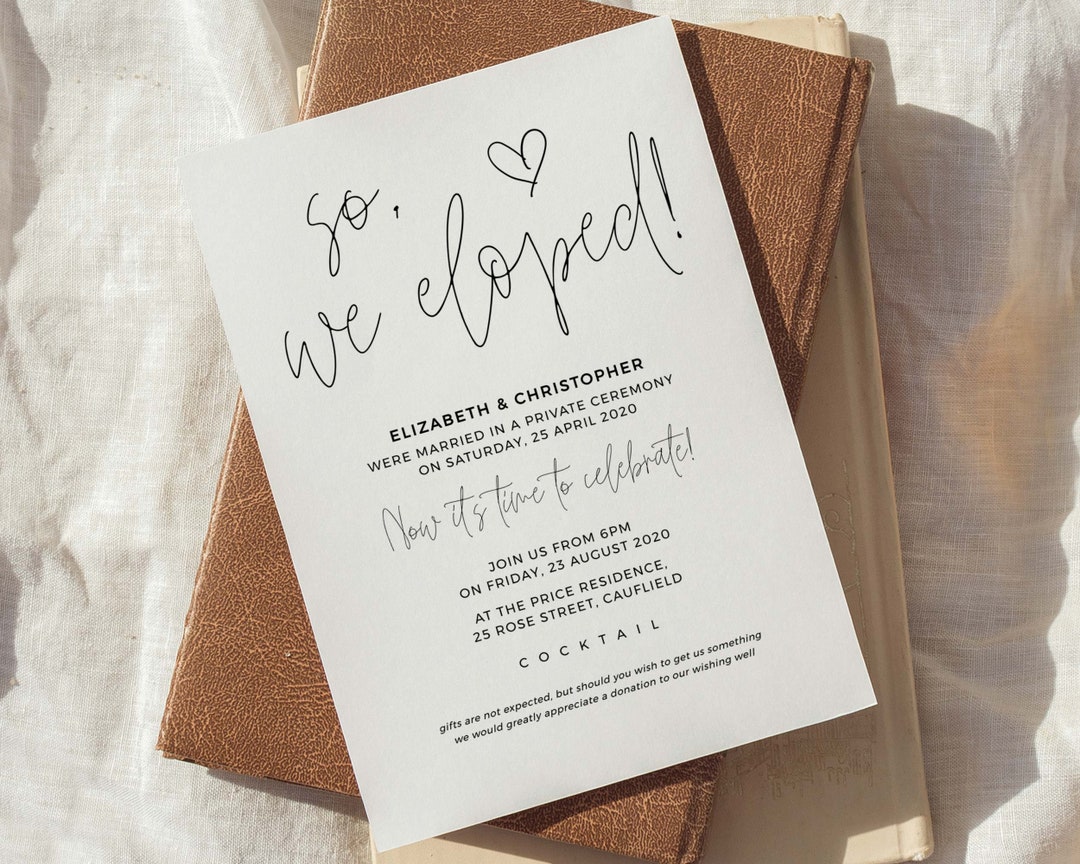 Modern Elopement Announcement Invitation, Printable We Eloped Invite ...