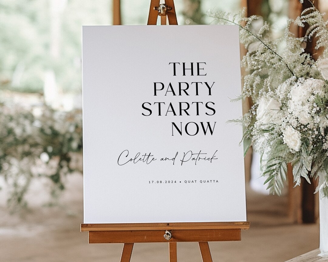 The Party Starts Here Wedding Sign, Printable Wedding Welcome Sign ...