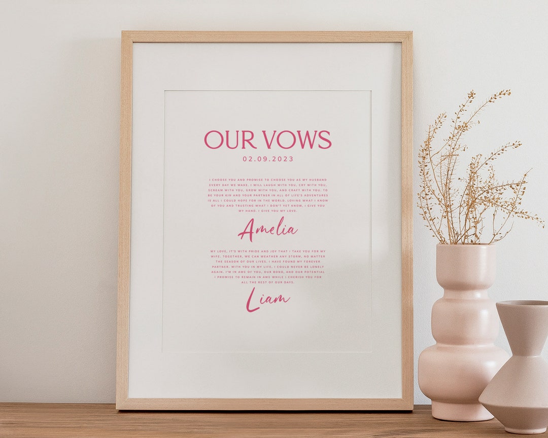 Wedding Anniversary Gift Vows, Printable Wedding Vows Template, Vows ...