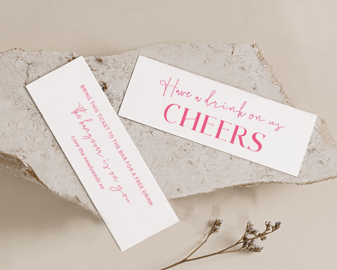 Printable Drink Tickets Template, Wedding Bar Token, Drink on Us ...