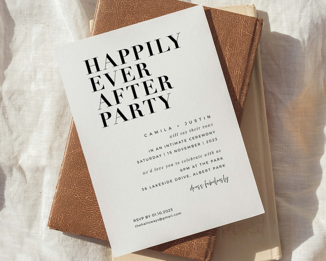 Happily Ever After Party Invitations, Printable Wedding Reception ...