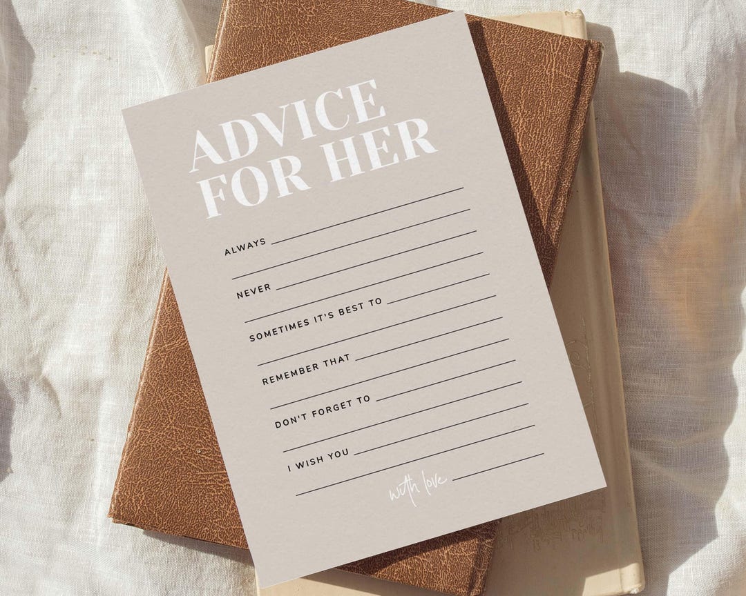 Advice for the Bride to Be Download, Printable Bridal Shower Advice ...