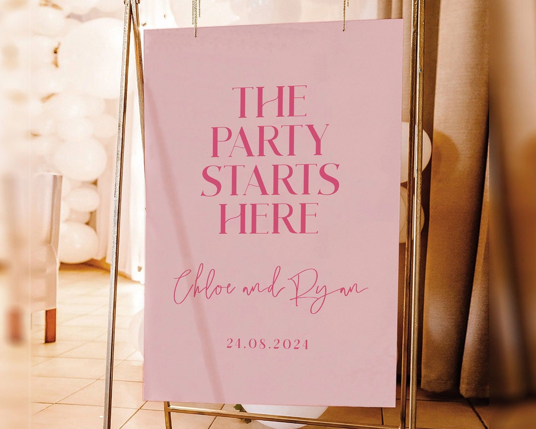 The Party Starts Here Sign Printable Wedding Welcome Sign - Etsy