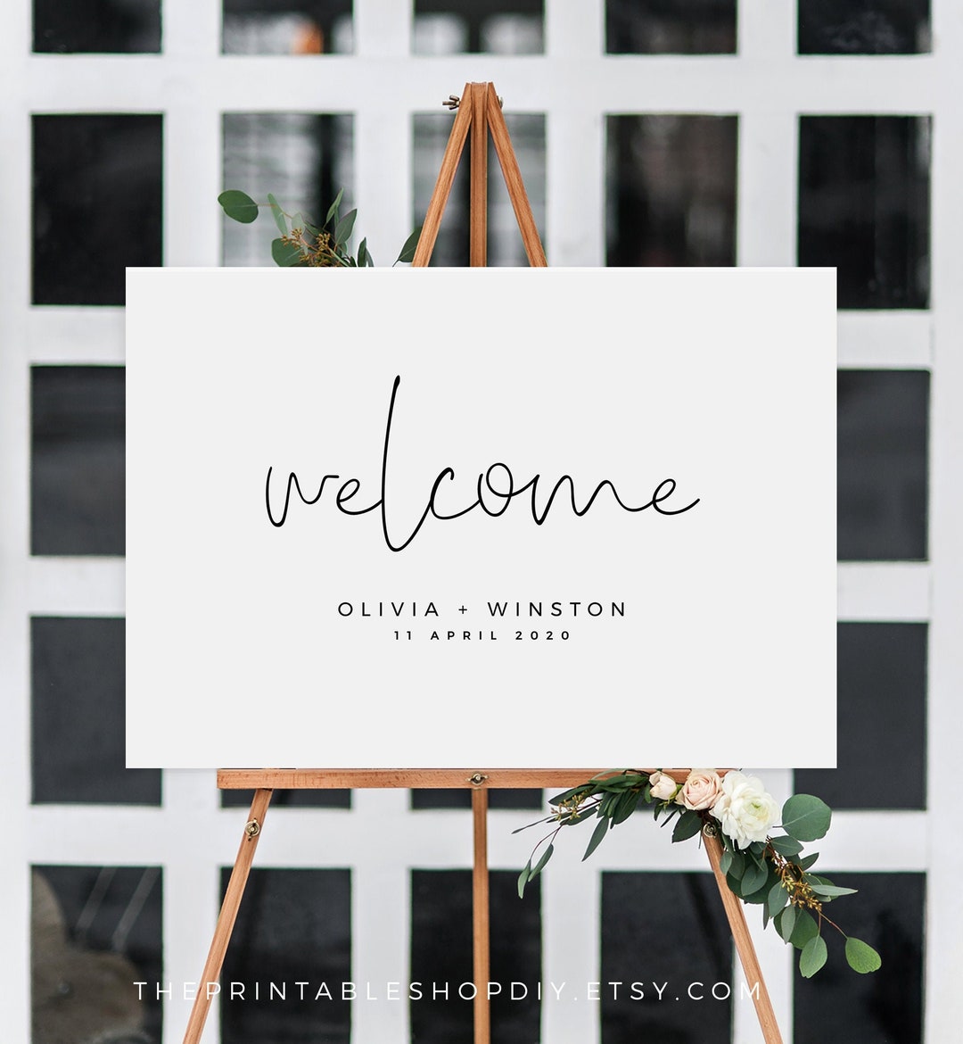 Minimalist Wedding Welcome Sign Modern Welcome Signs Minimal - Etsy
