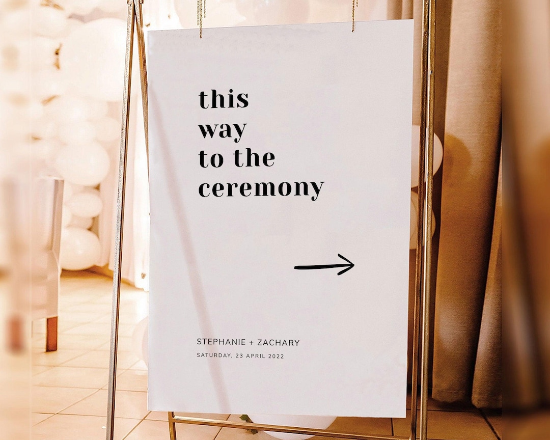 Ceremony Direction Sign, Modern Wedding Welcome Sign, Printable Wedding ...